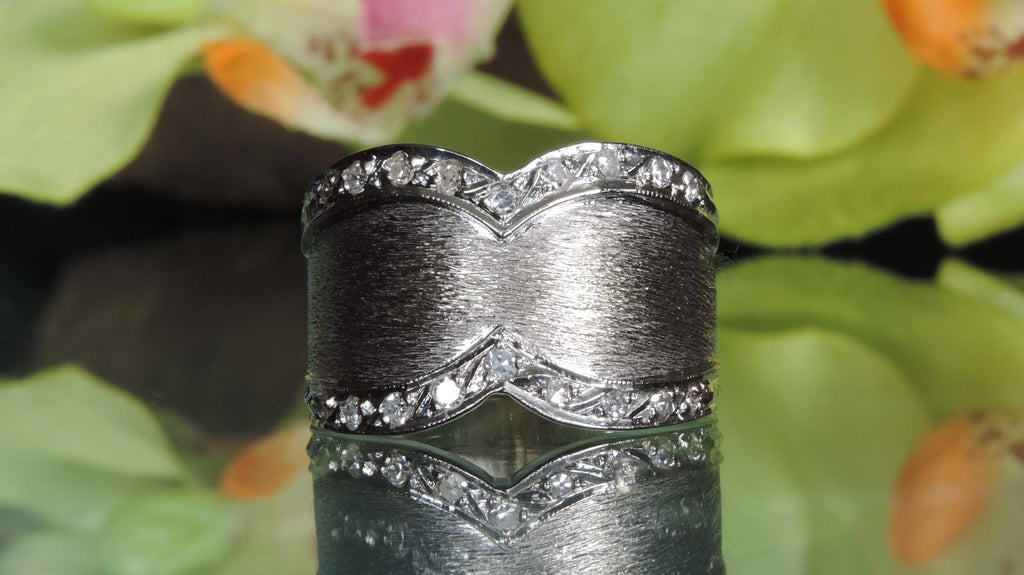 FROSTED SATIN FINISH WIDE BAND DIAMOND RING – Transcend Fine Jewellery