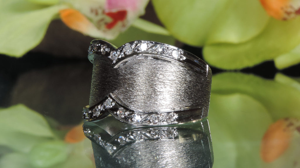 FROSTED SATIN FINISH WIDE BAND DIAMOND RING – Transcend Fine Jewellery