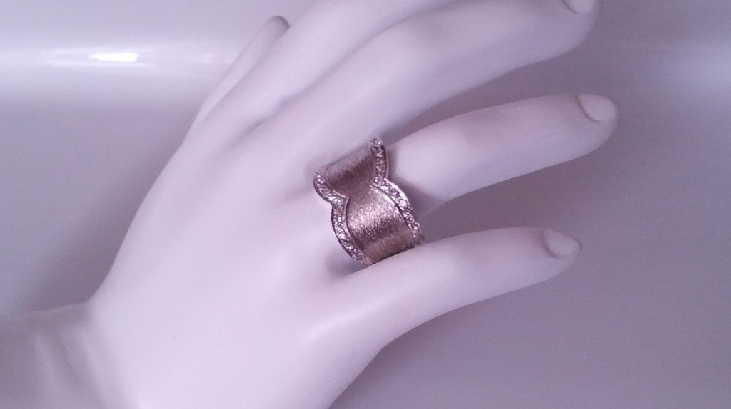 FROSTED SATIN FINISH WIDE BAND DIAMOND RING – Transcend Fine Jewellery