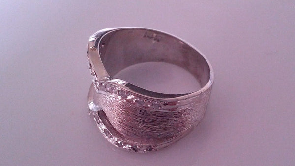 FROSTED SATIN FINISH WIDE BAND DIAMOND RING – Transcend Fine Jewellery