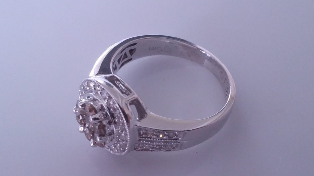 HALO SETTING ENGAGEMENT RING WITH COGNAC DIAMONDS – Transcend Fine ...