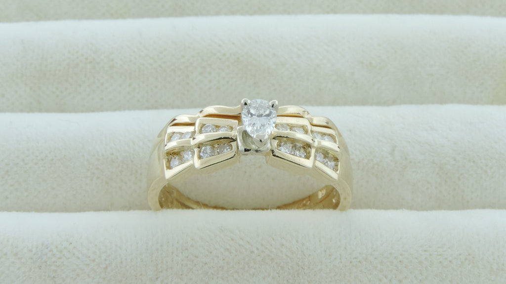 PYRAMID DESIGN CHANNEL SET DIAMOND ENGAGEMENT AND WEDDING RINGS ...