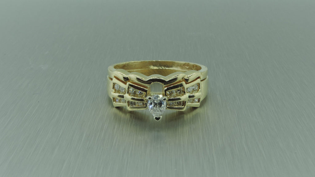 PYRAMID DESIGN CHANNEL SET DIAMOND ENGAGEMENT AND WEDDING RINGS ...