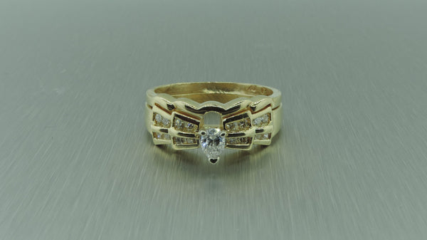 PYRAMID DESIGN CHANNEL SET DIAMOND ENGAGEMENT AND WEDDING RINGS ...